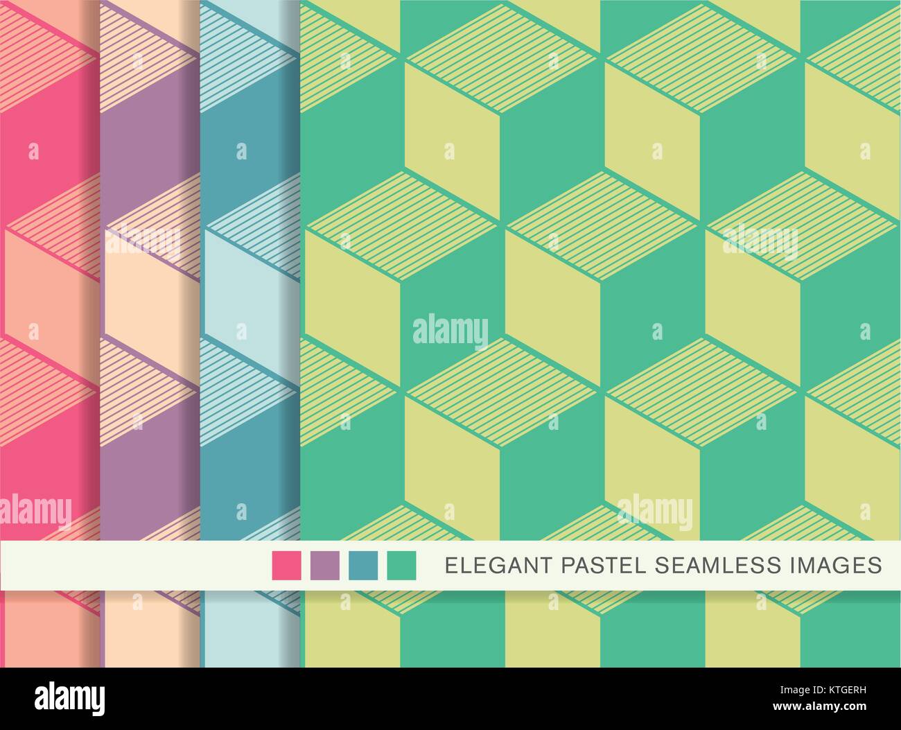 Seamless pastel background set cubic line geometry Stock Vector Image ...
