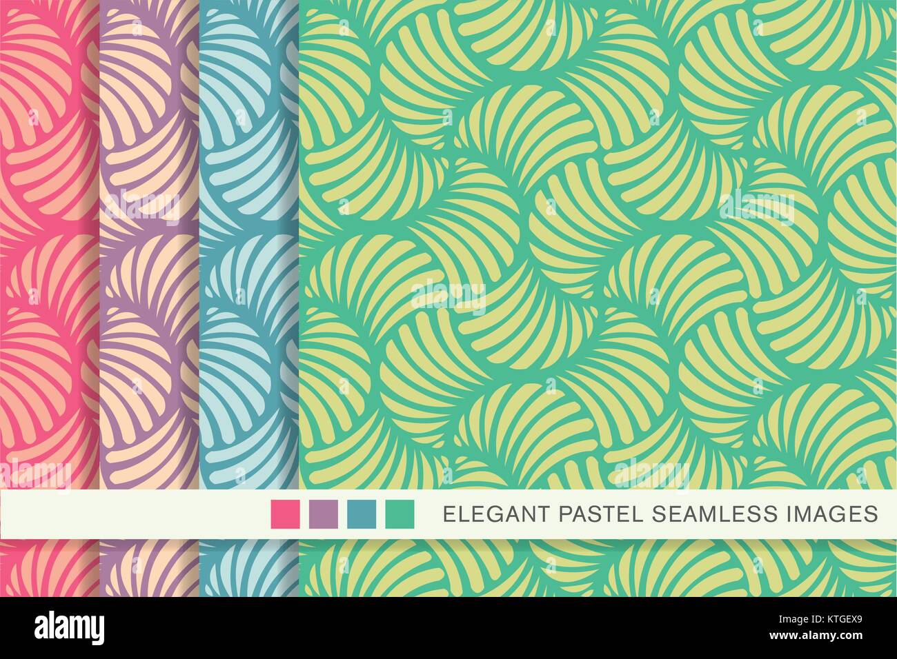 Seamless pastel background set fan seashell curve Stock Vector Image ...