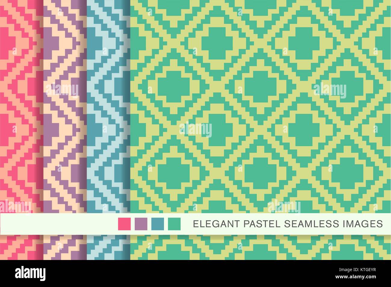 Seamless pastel background set pixel diamond check mosaic Stock Vector ...