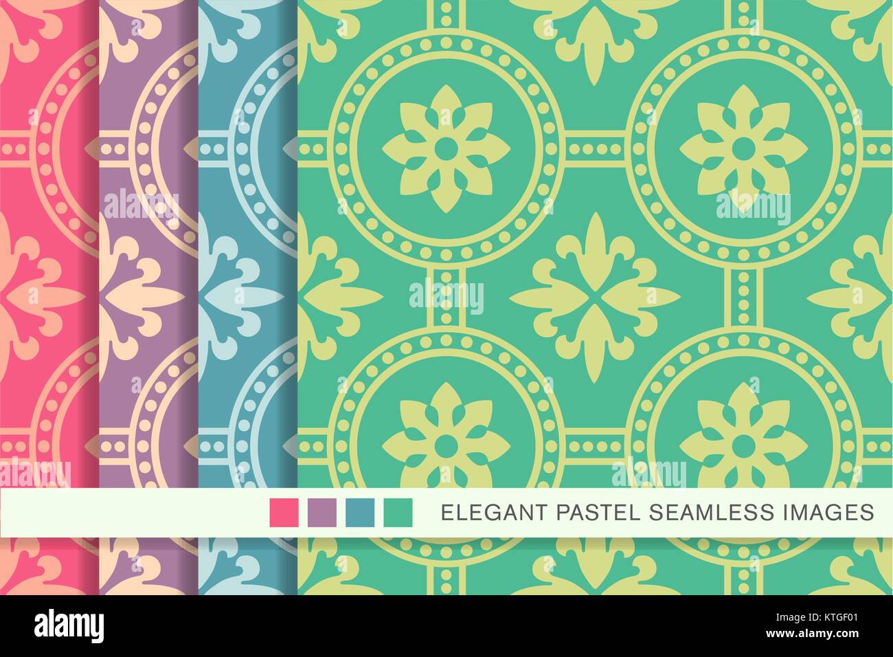 Seamless pastel background set round cross dot line flower Stock Vector ...