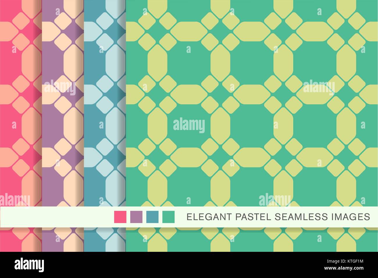 Seamless pastel background set round corner octagon cross geometry ...