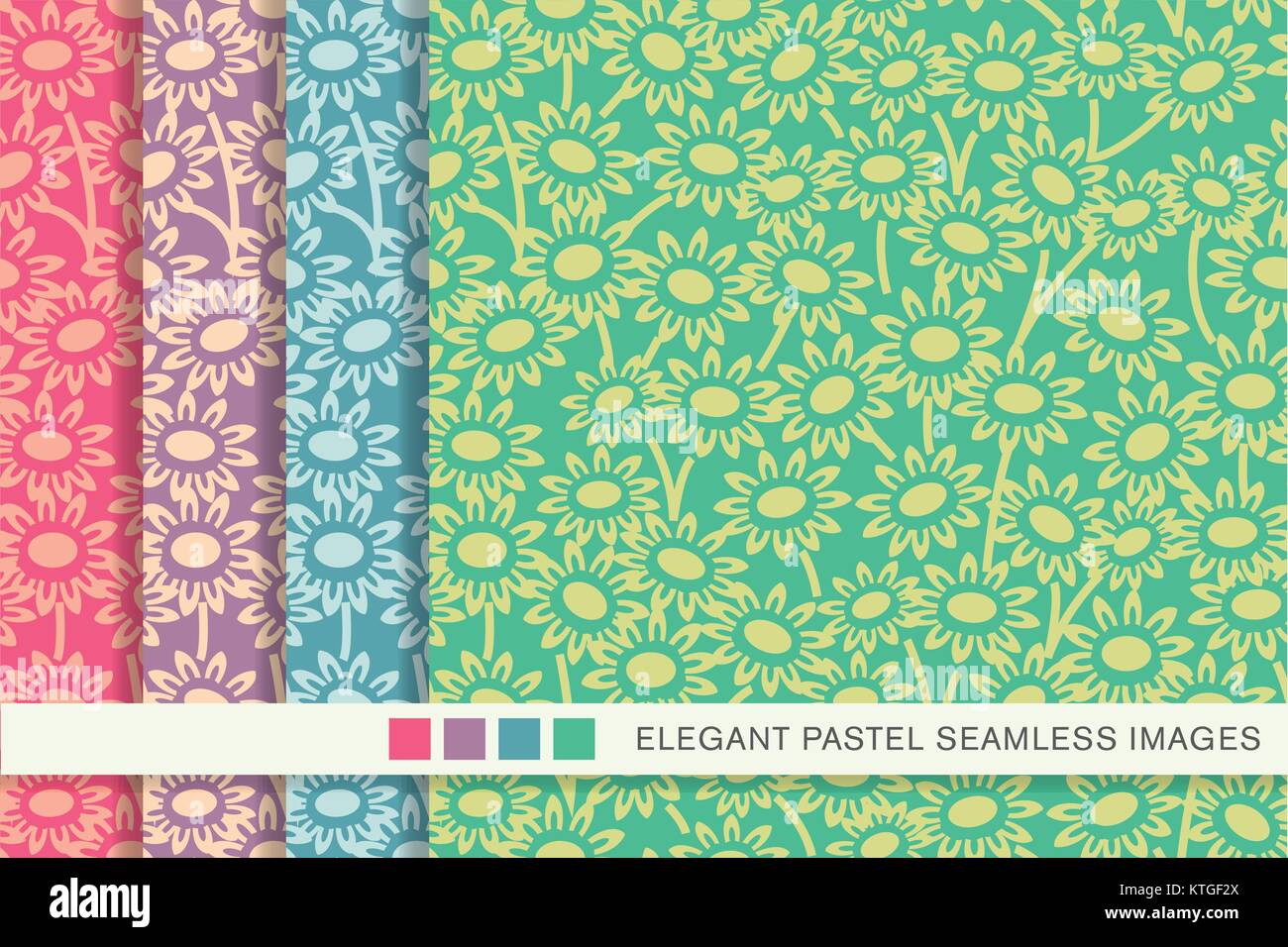 Seamless pastel background set garden daisy flower Stock Vector Image ...