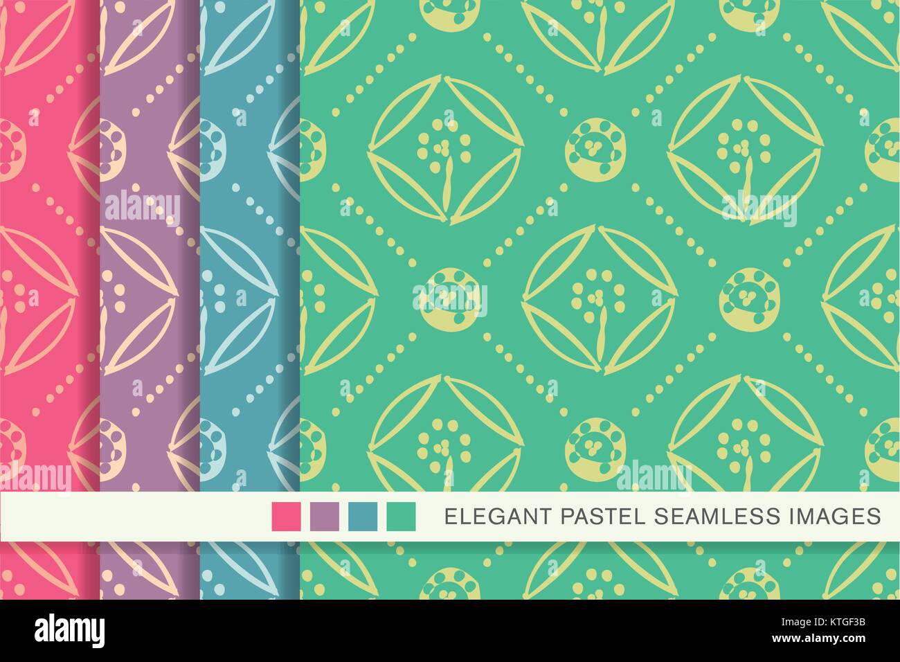 Seamless pastel background set round cross dot line flower Stock Vector ...