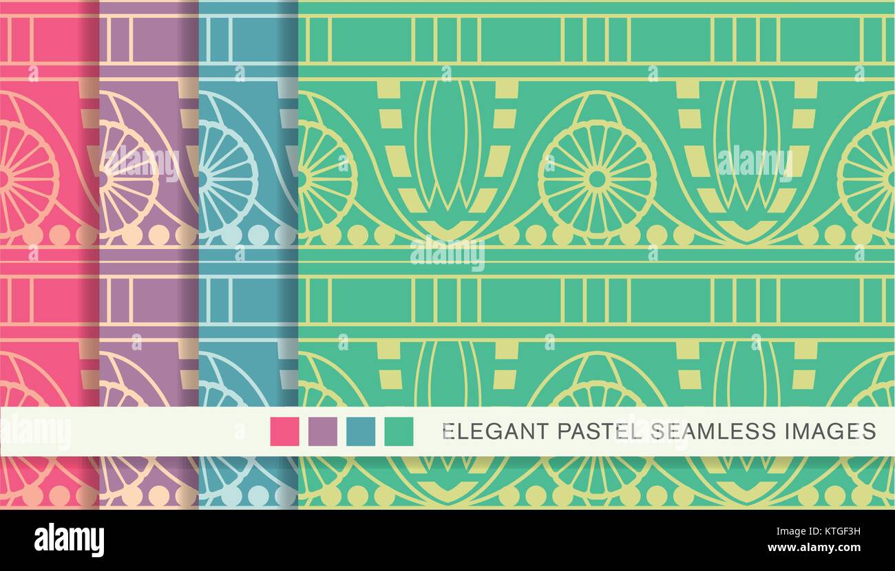 Seamless pastel background set round flower square geometry Stock ...