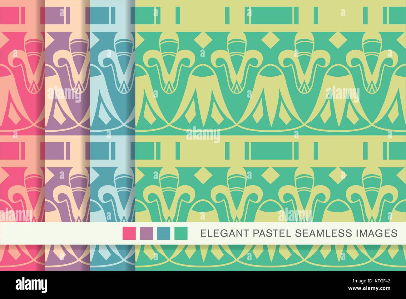 Seamless pastel background set curve flower square geometry Stock ...