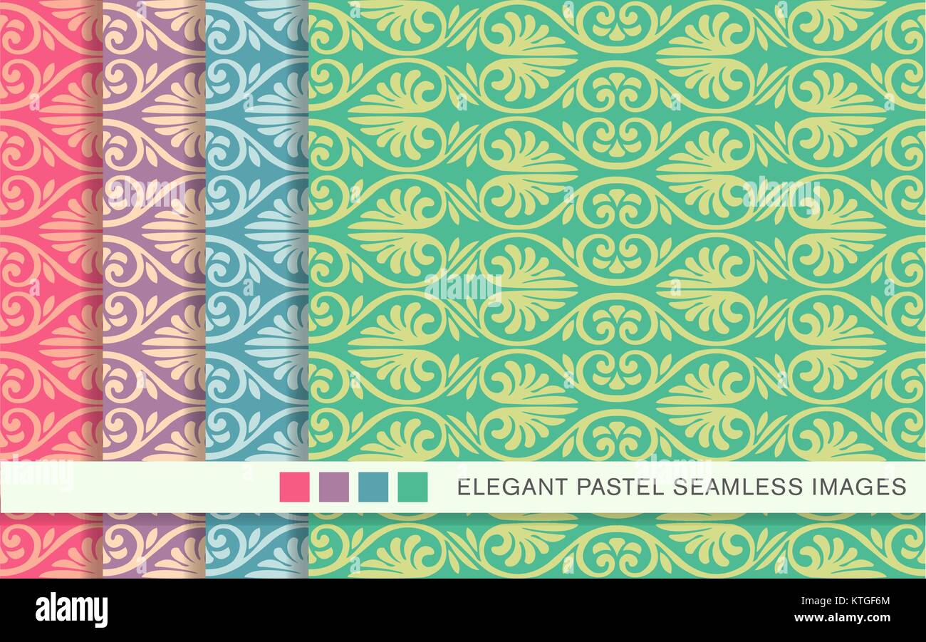 Seamless pastel background set curve spiral fan shape flower Stock ...