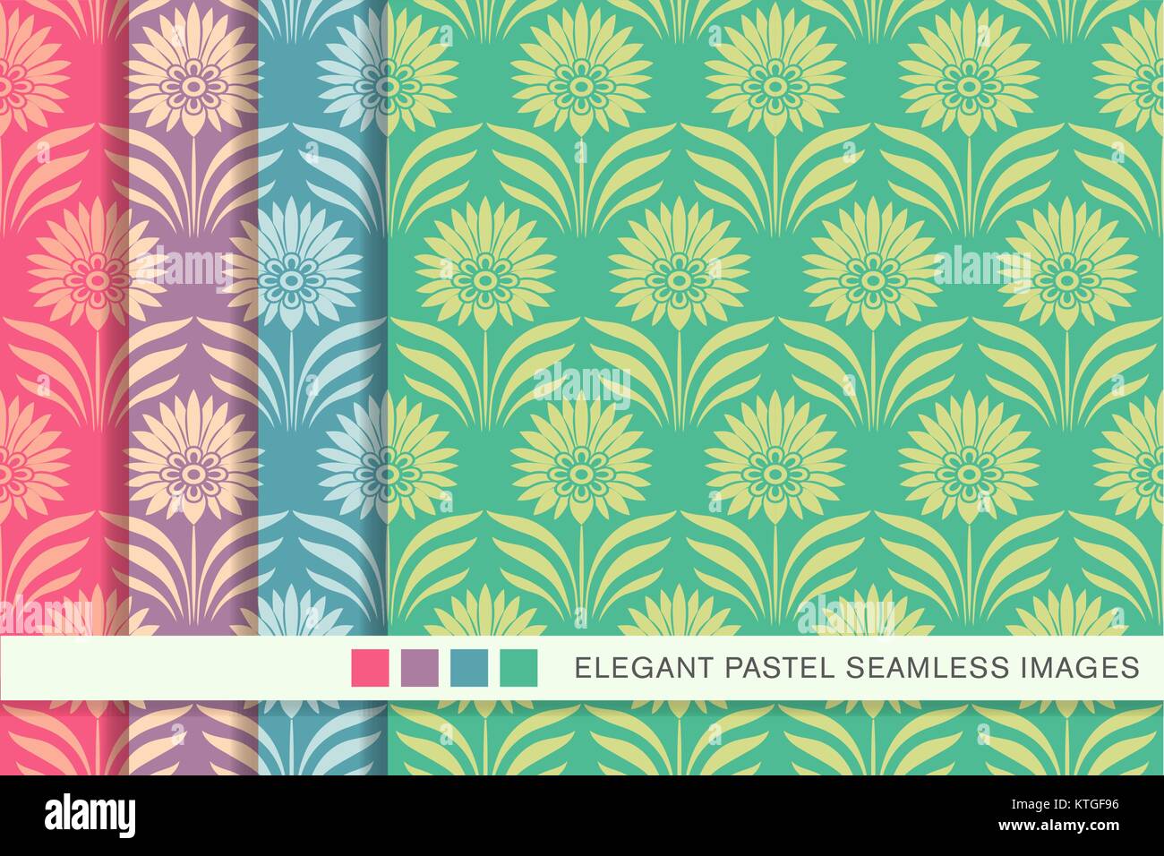 Seamless pastel background set botanic garden point leaf flower Stock ...