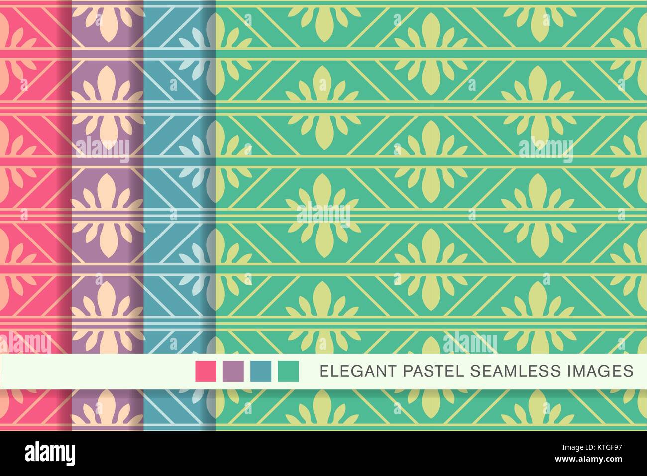 Seamless pastel background set check geometry frame flower Stock Vector ...