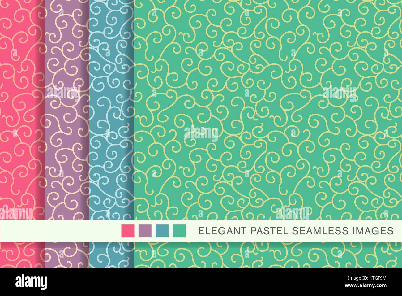 Seamless pastel background set spiral curve vine line Stock Vector ...