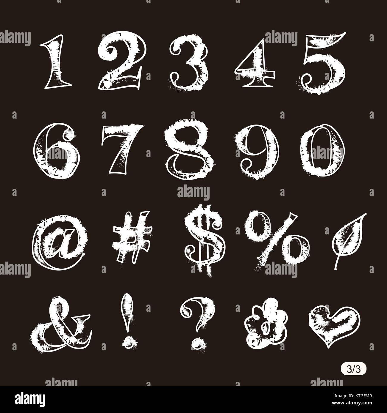 Hand drawn crayon style numbers and notations on black board Stock ...