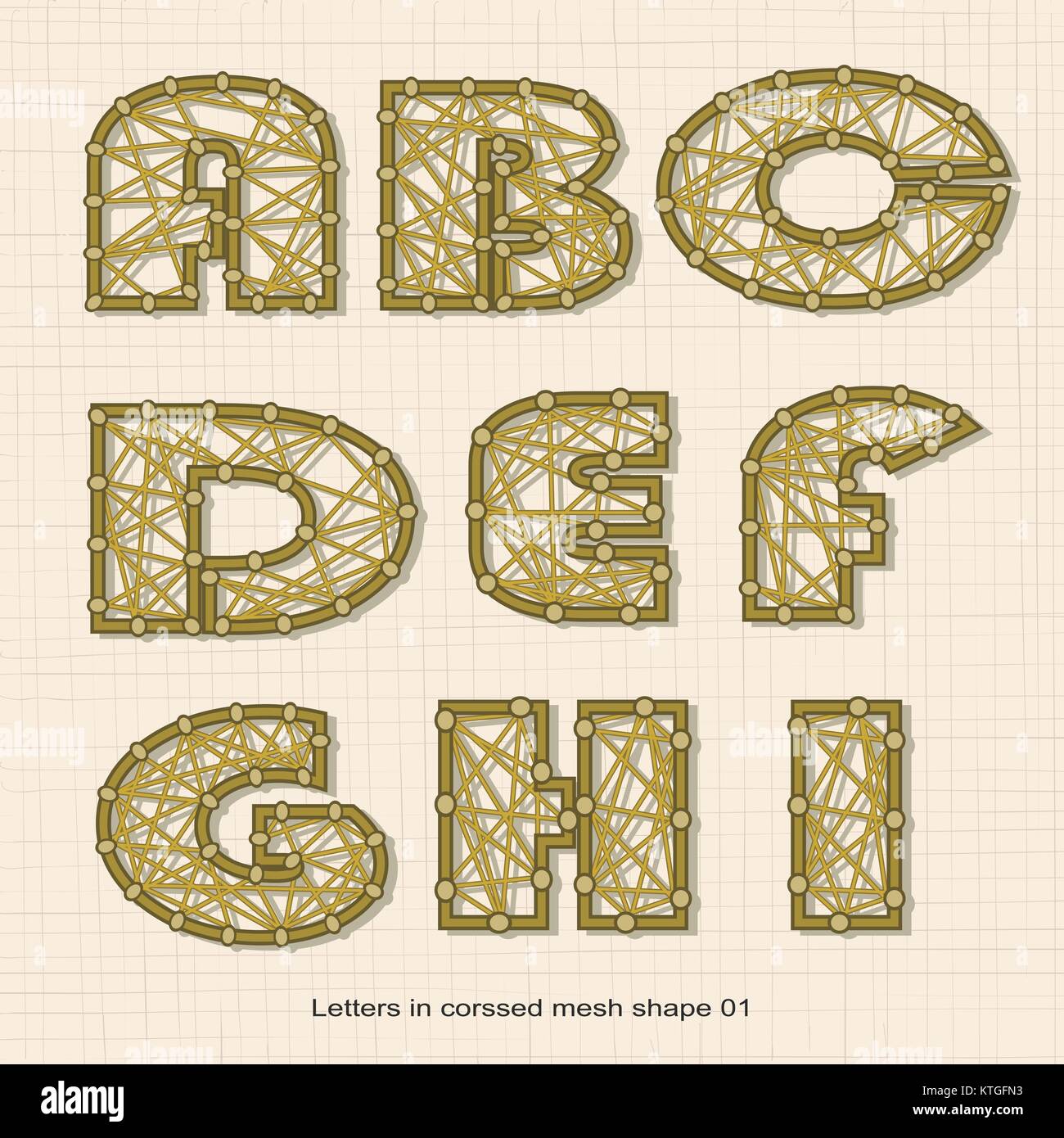 Letters in crossed mesh line shape uppercase alphabet letters pattern ...