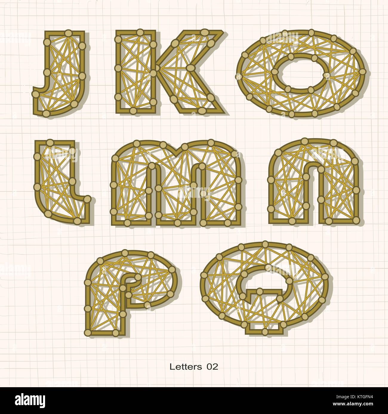 Letters in crossed mesh line shape uppercase alphabet letters pattern ...