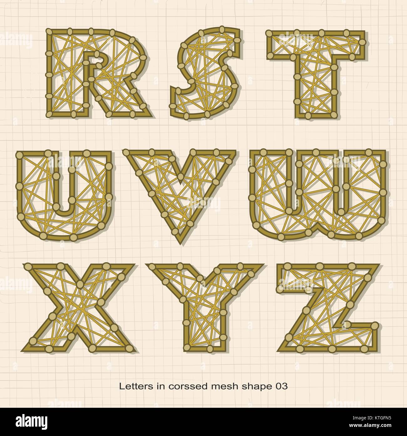 Letters in crossed mesh line shape uppercase alphabet letters pattern ...