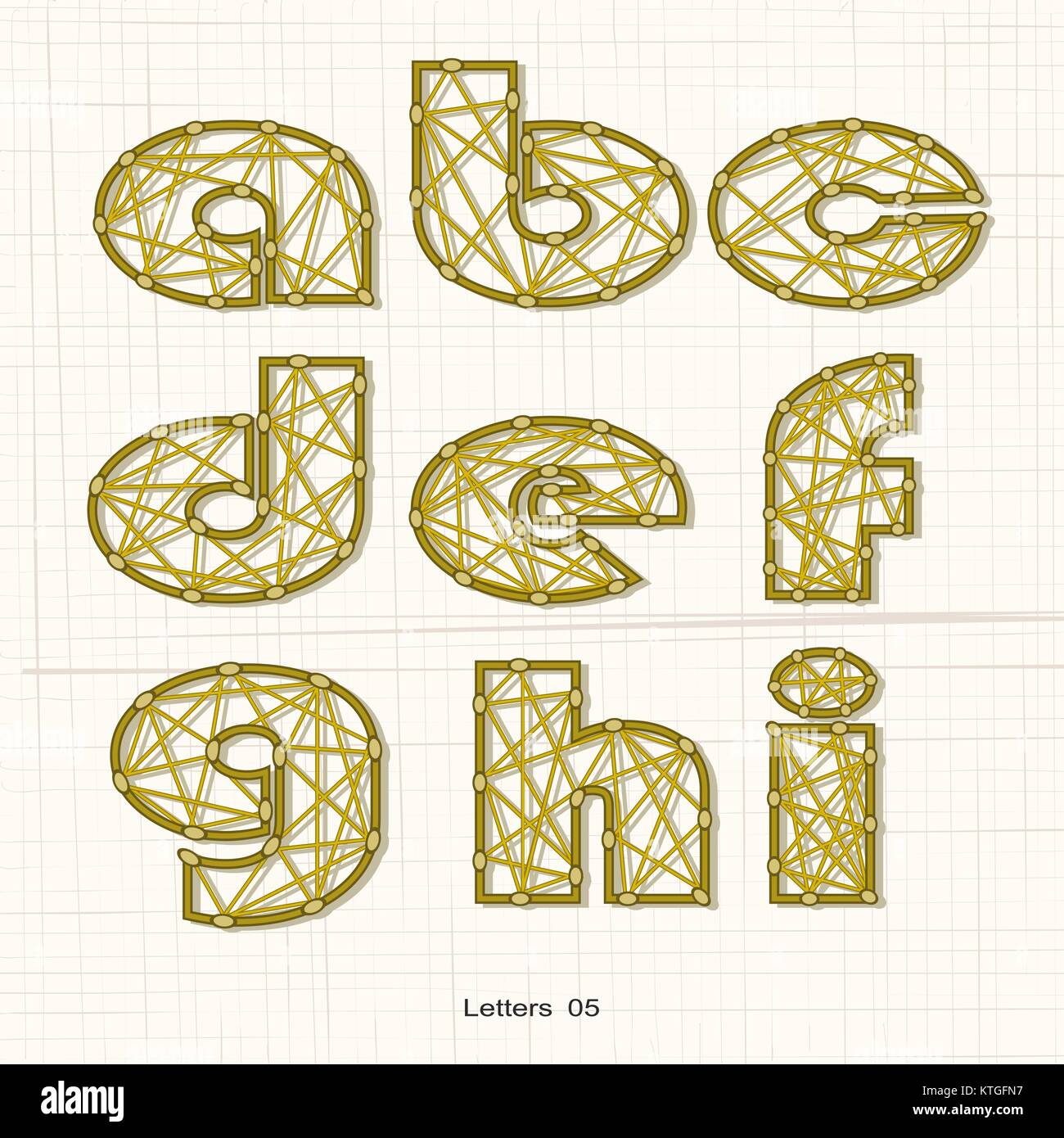 Letters in crossed mesh line shape lower case alphabet letters pattern ...