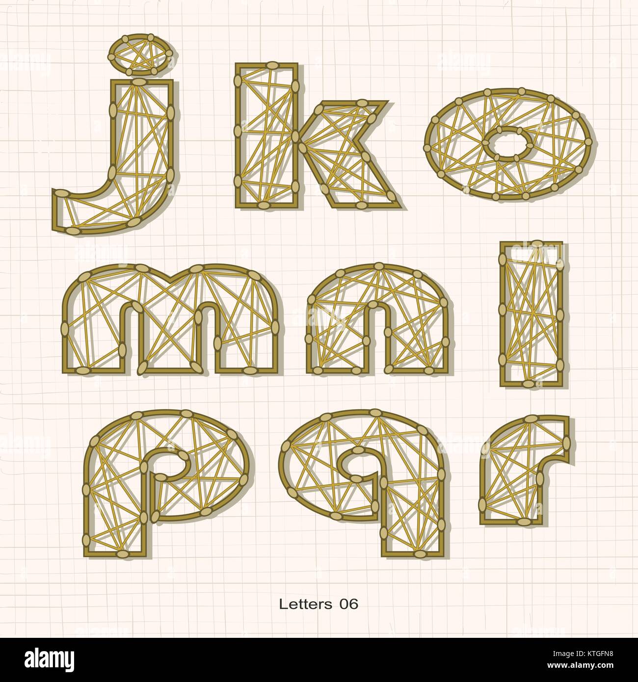 Letters in crossed mesh line shape lower case alphabet letters pattern ...