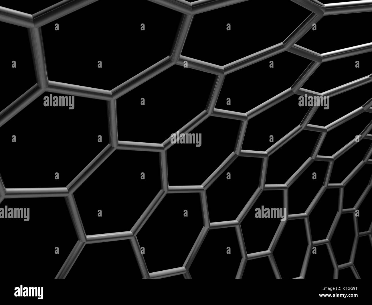 Hexagonal mesh structure isolated on black background. 3d illustration ...