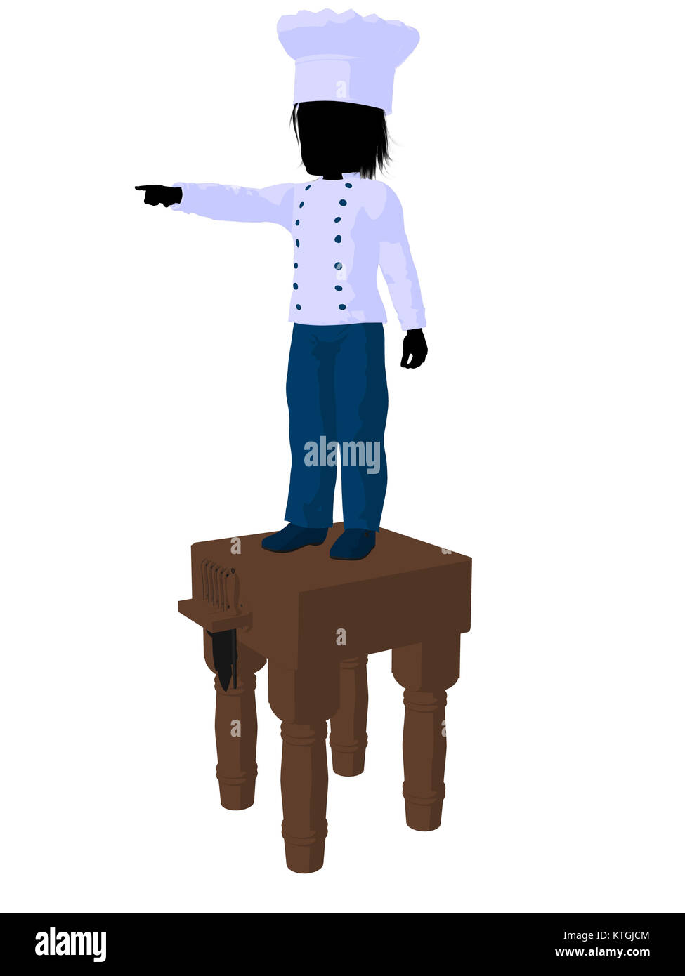 Boy chef on top of a butchers block on a white background Stock Photo ...