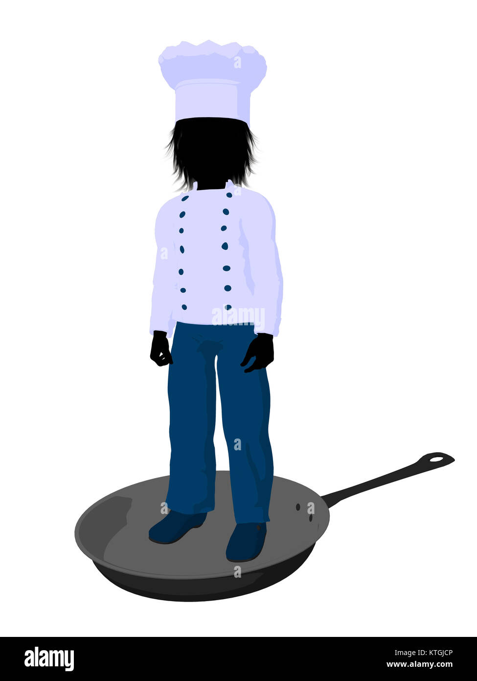 Boy chef in a skillet on a white background Stock Photo - Alamy