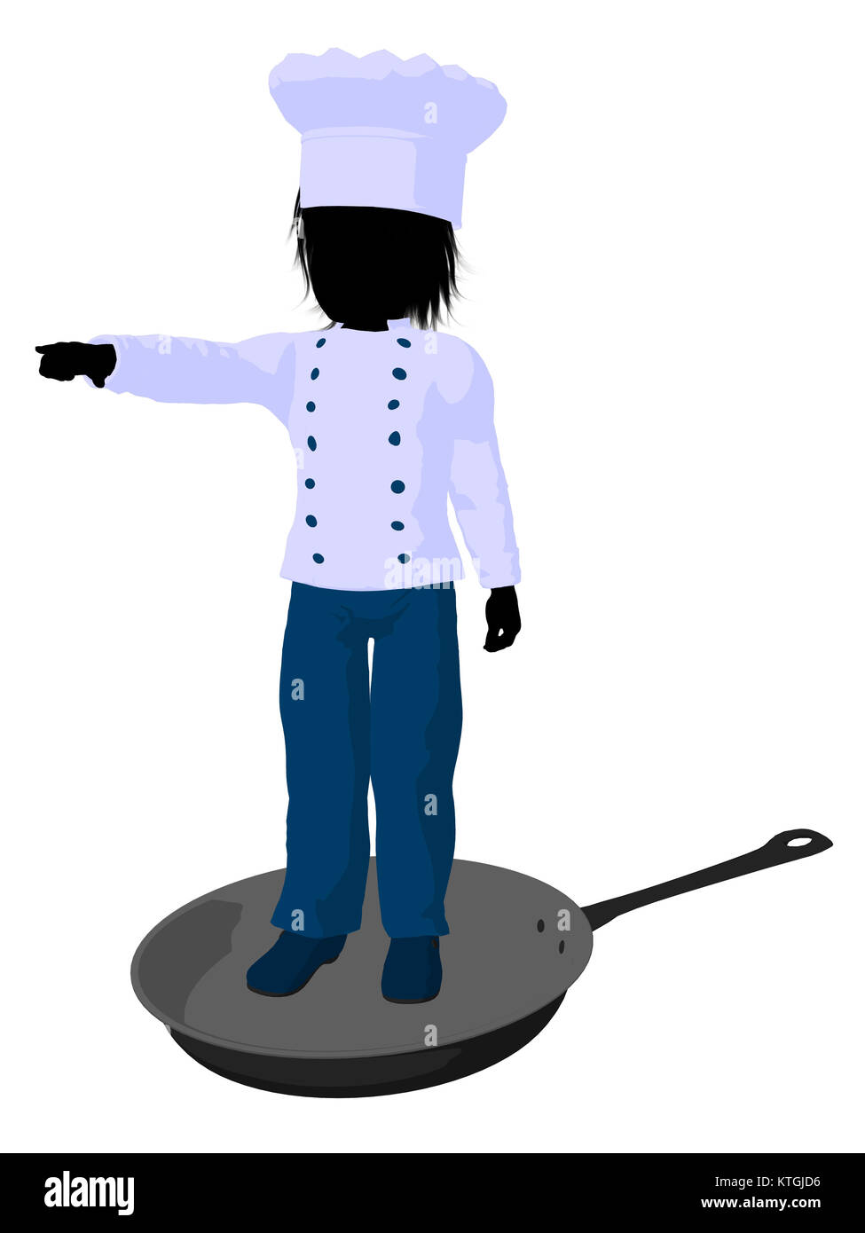 Boy chef in a skillet on a white background Stock Photo - Alamy