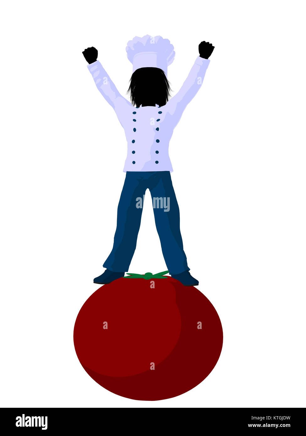 Boy chef on top a tomato on a white background Stock Photo - Alamy