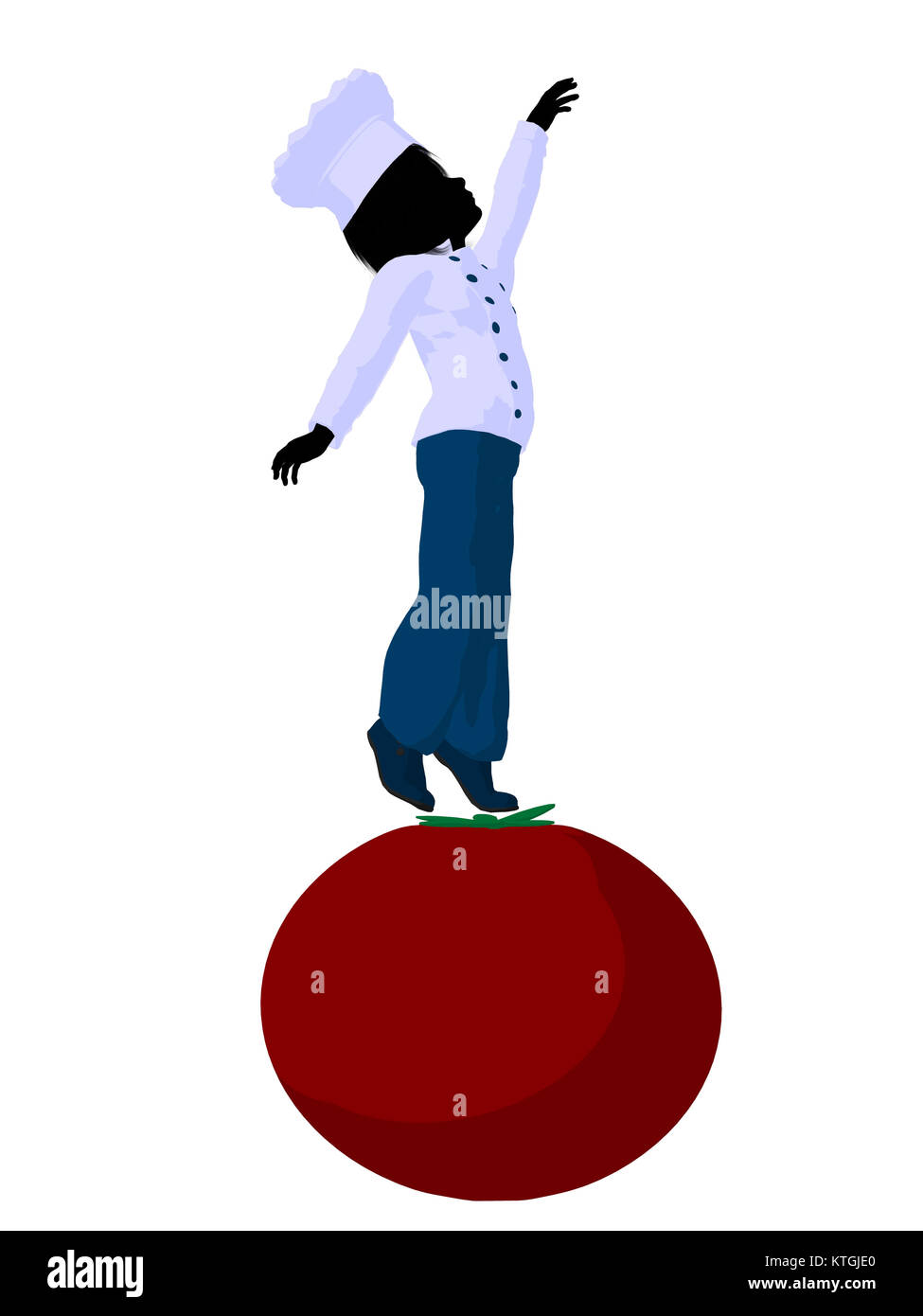 Boy chef on top a tomato on a white background Stock Photo - Alamy