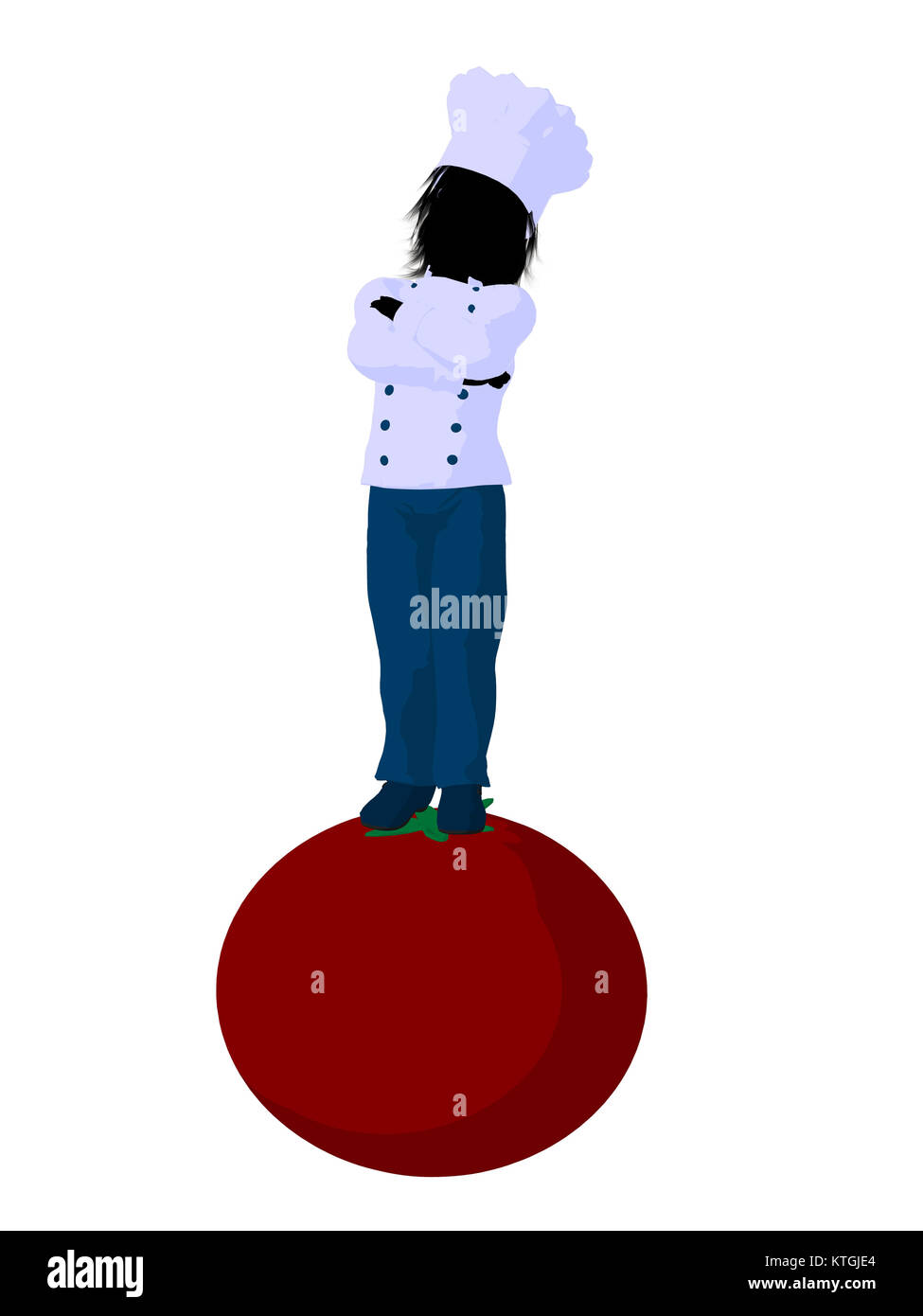 Boy chef on top a tomato on a white background Stock Photo - Alamy