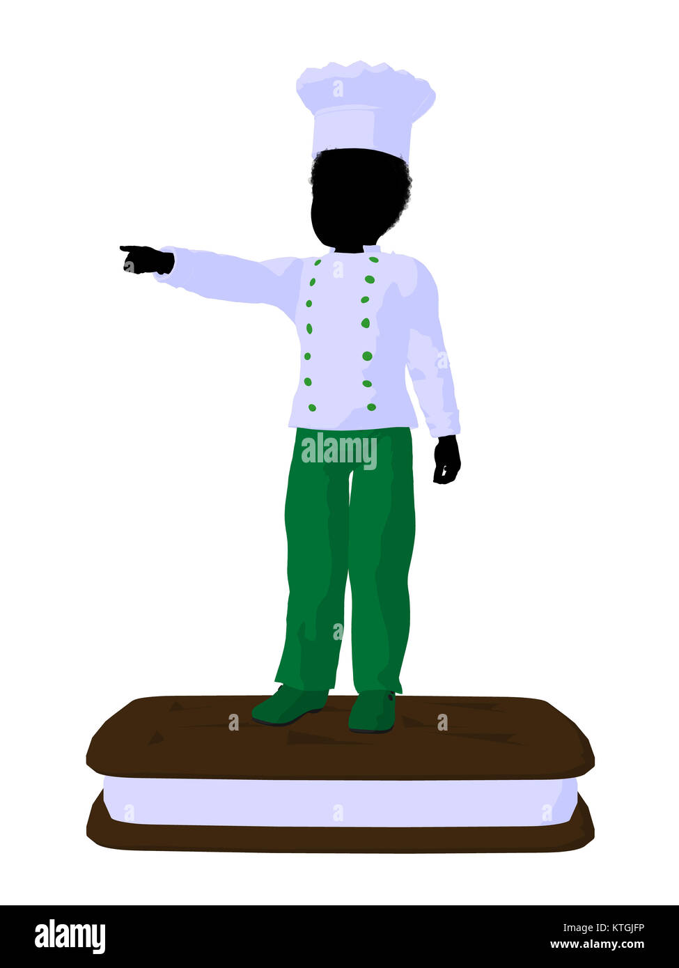 African american boy chef illustration silhouette on a white background ...