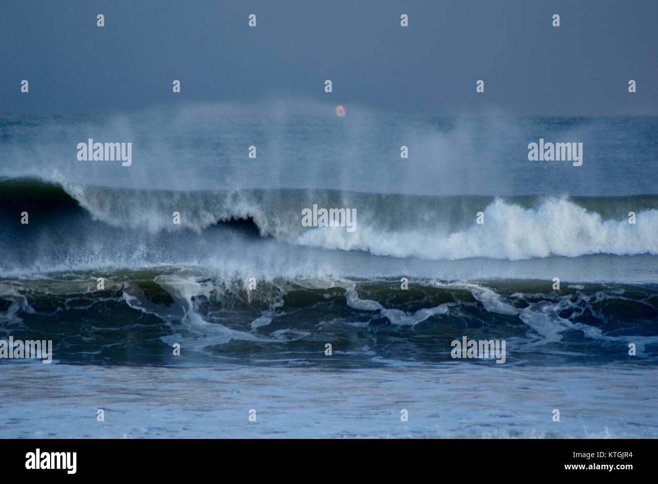 Winter Storm Hits Land at Aberdeen Harbour. Powerful Waves and Girdle ...