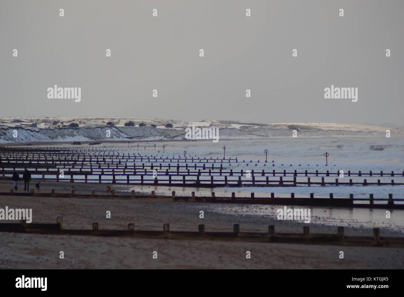 Aberdeen Beach During a Snowy Winter, Coastal Defence Beach Groynes ...