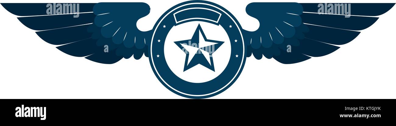 wings emblem with star vector illustration design Stock Vector Image ...