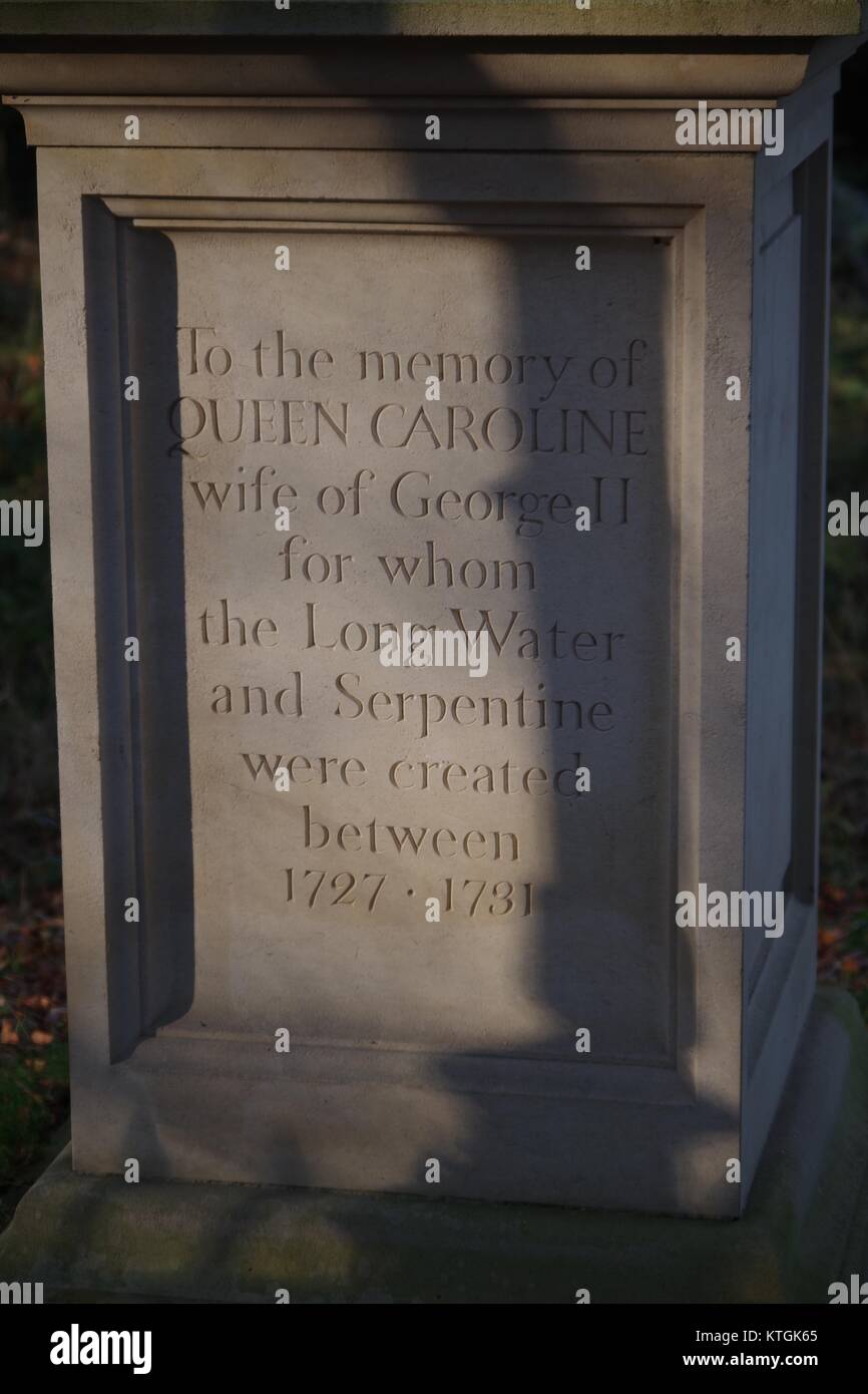Queen Caroline Memorial, Long Water, The Serpentine, Hyde Park. London ...