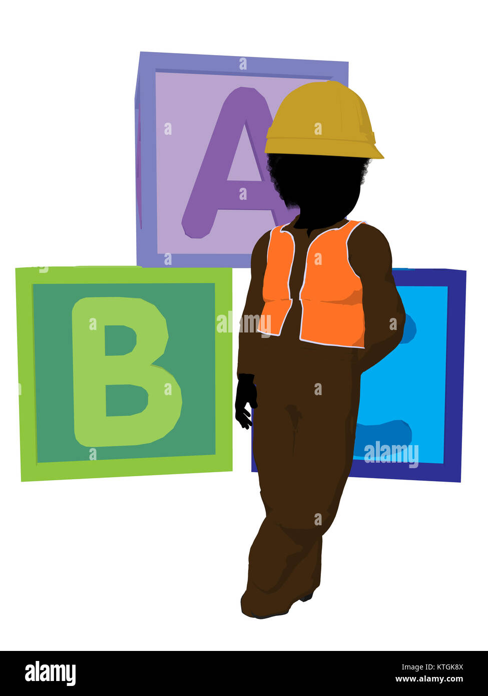 African american teen construction worker with a construction blocks on ...