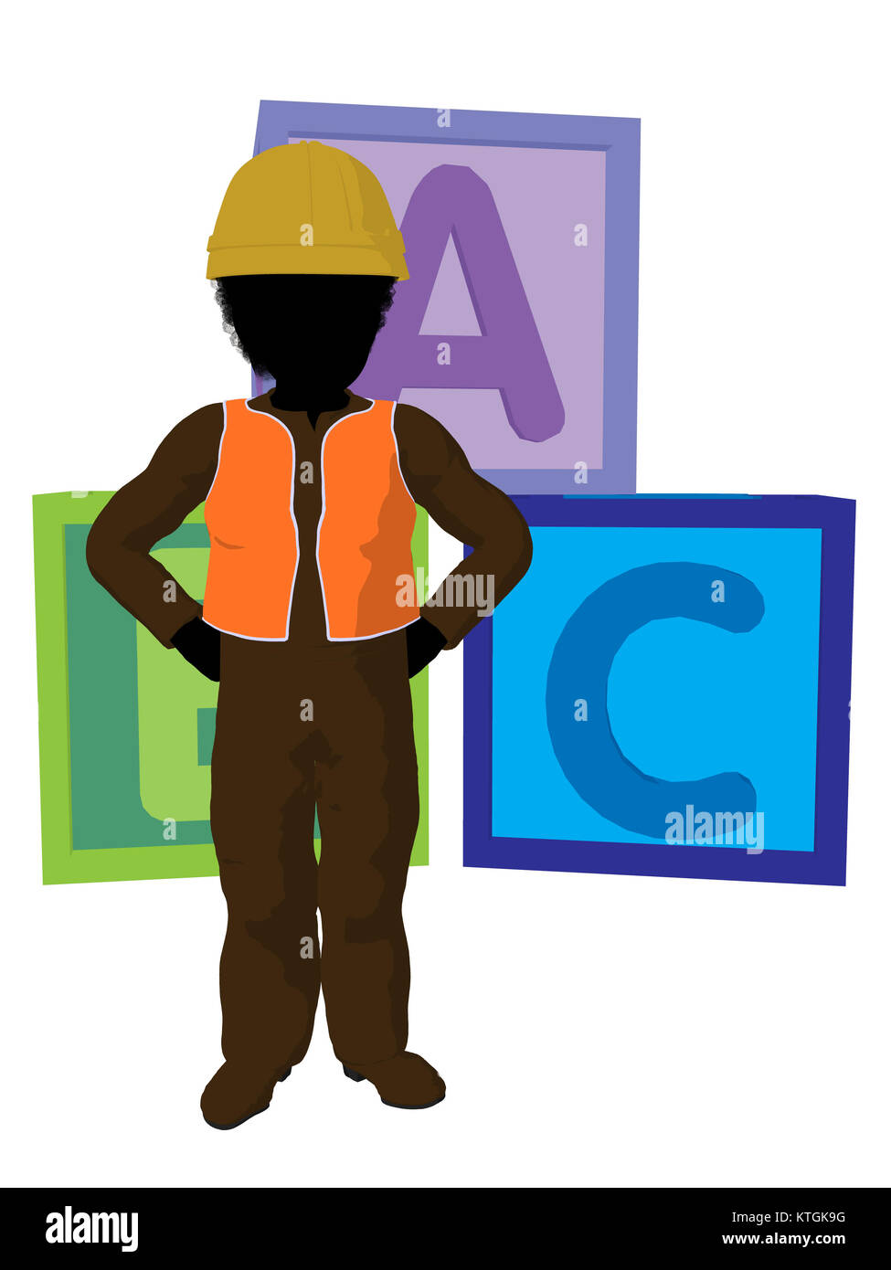 African american teen construction worker with a construction blocks on ...