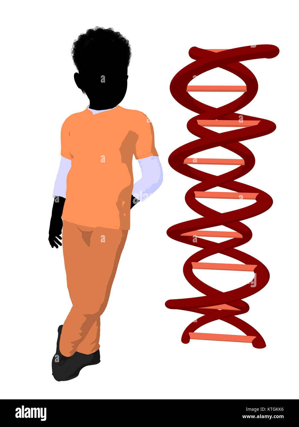 African american boy doctor next to dna on a white background Stock ...