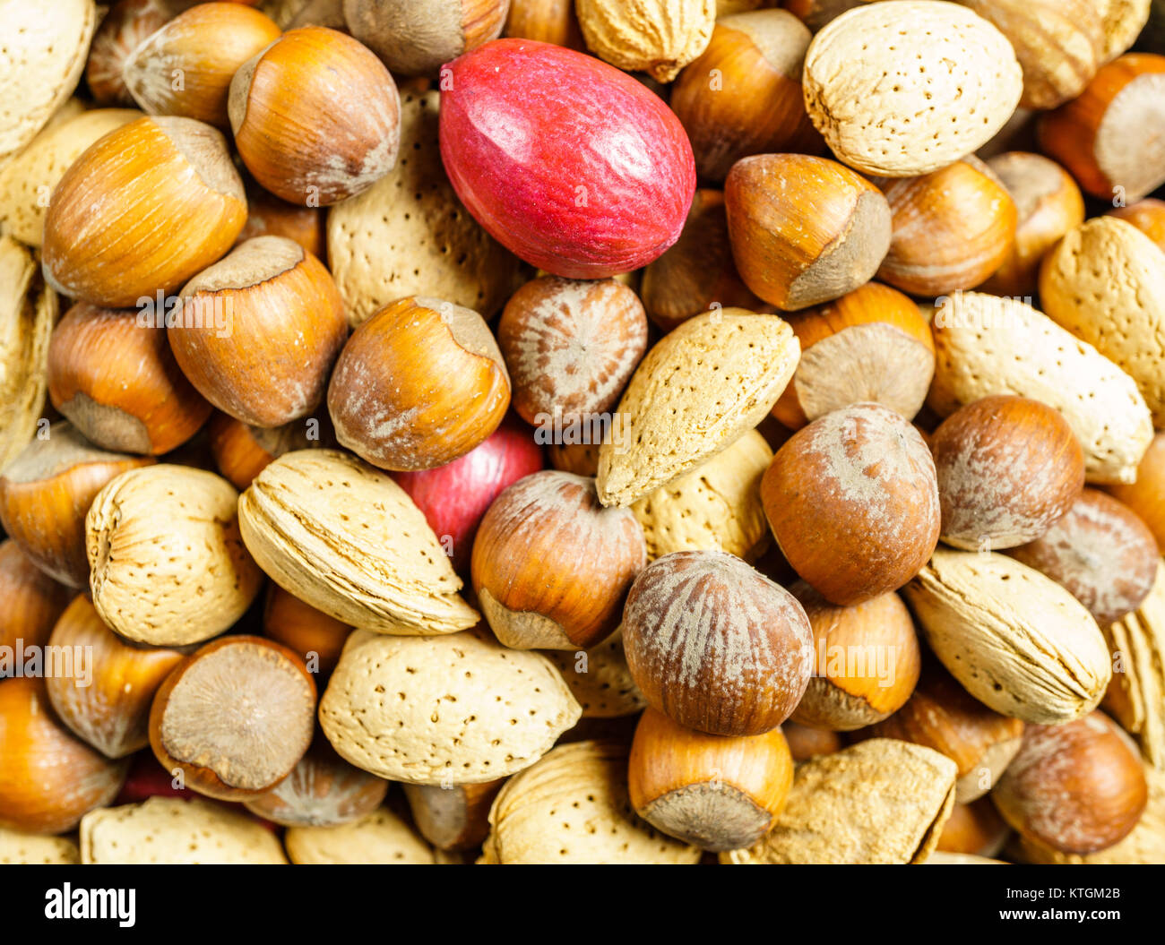 food background with variety of nuts close up Stock Photo - Alamy