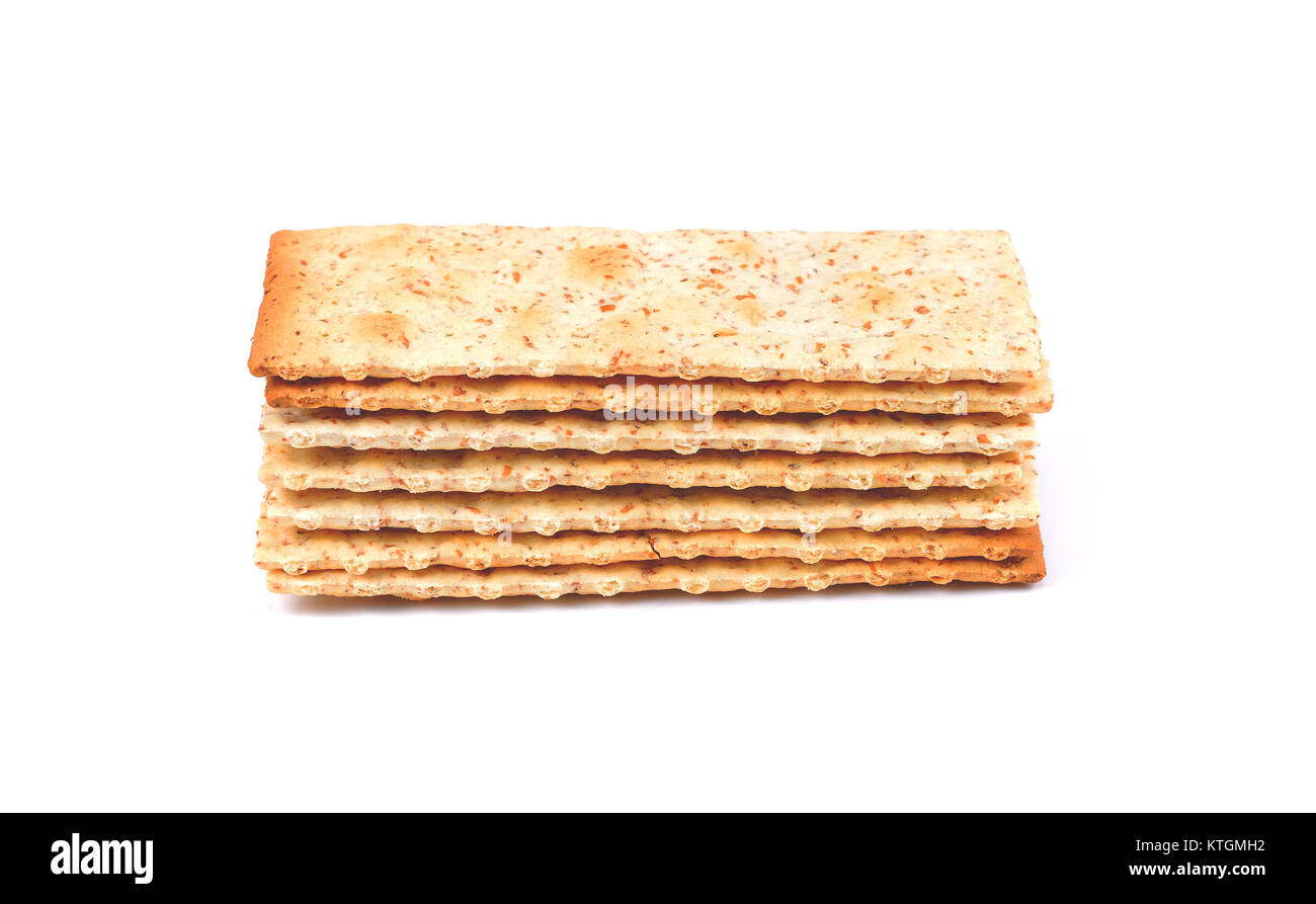 stack of square crackers isolated on white background. Dry cracker ...