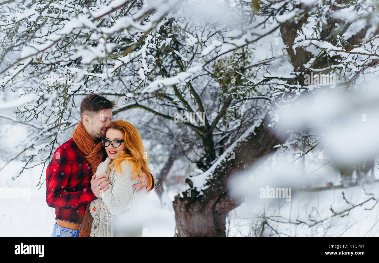 Happy Couple Smiling Hugging Holding Hands Sensitive Portrait Winter ...
