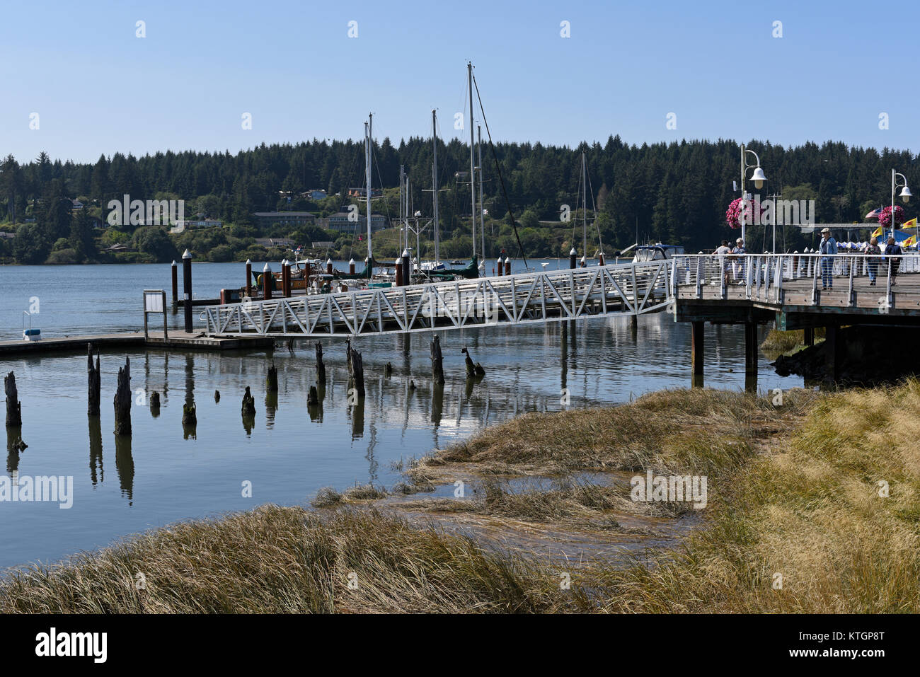 Florence market, harbour and jetty, Oregon, United States Stock Photo ...