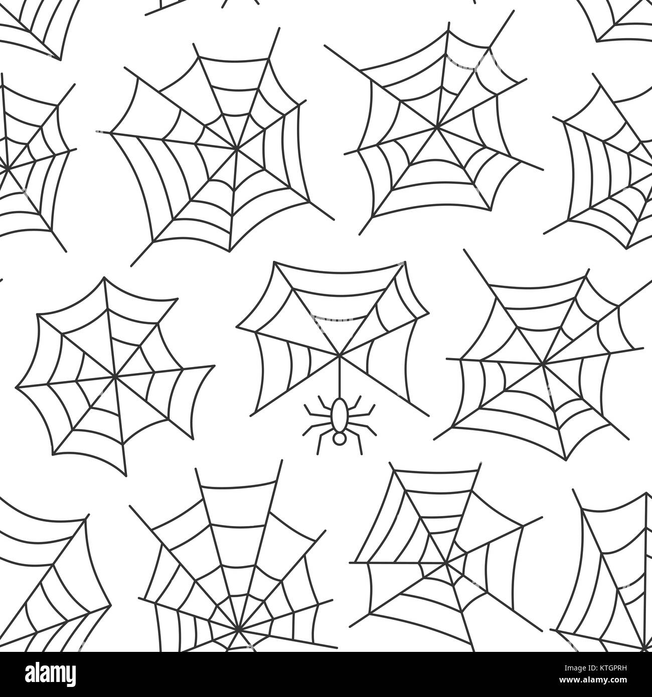 Spider web seamless pattern. Cobweb vector illustration. Black on white ...