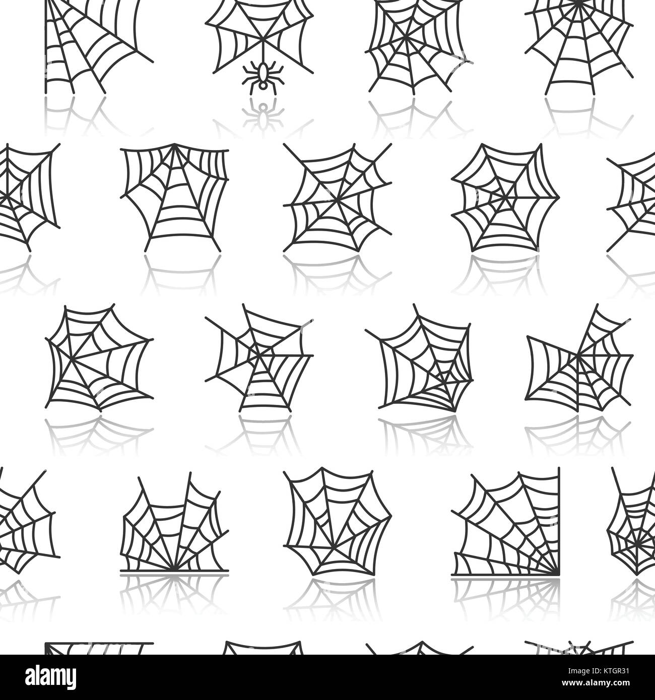 Spider web seamless pattern. Cobweb vector illustration. Black on white ...