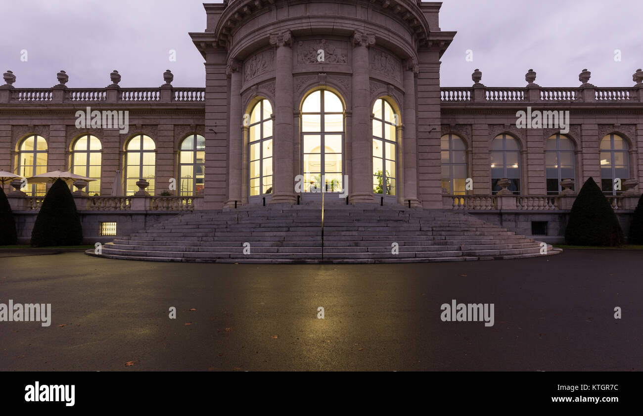 Boverie museum in Liege, Belgium. Evening lights, nobody Stock Photo ...