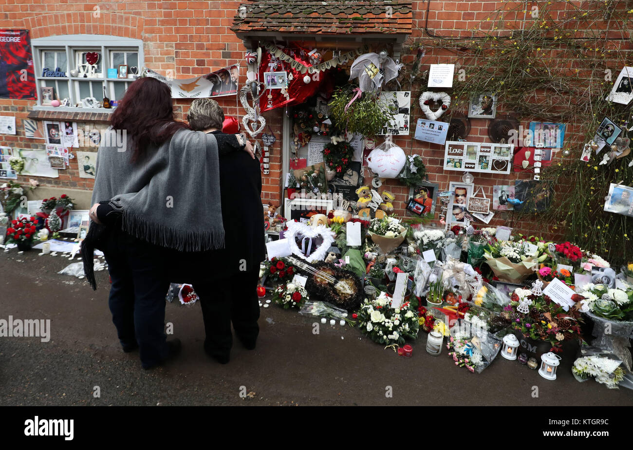 Tributes are left at the home of singer George Michael in Goring-on ...