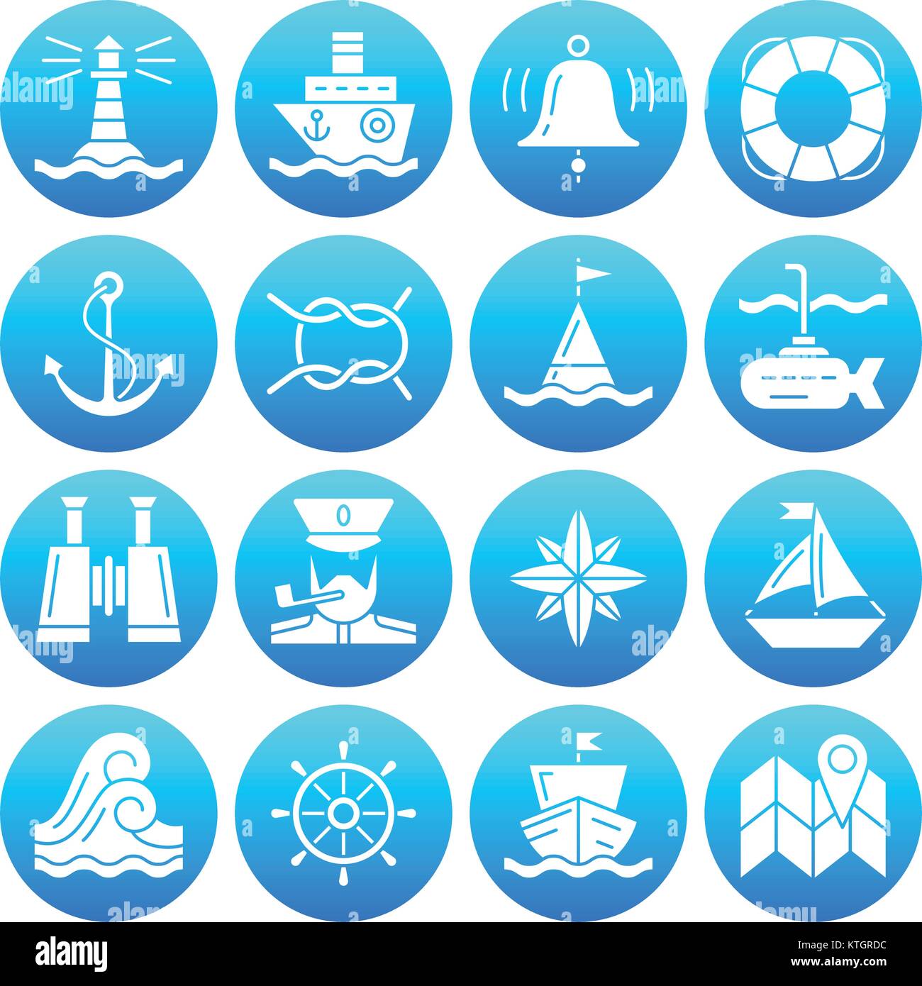 Nautical white silhouette icon set. Marine monochrome flat design ...