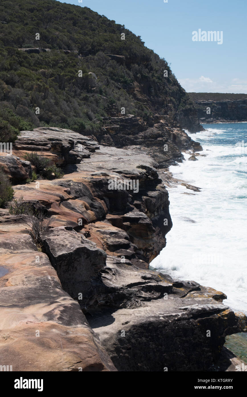 sydney nature water wave blue water sky rock cliff Stock Photo - Alamy