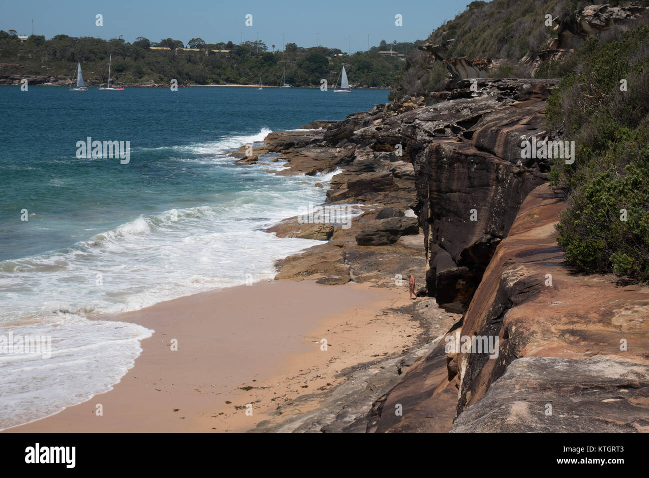 sydney nature water wave blue water sky rock cliff Stock Photo - Alamy