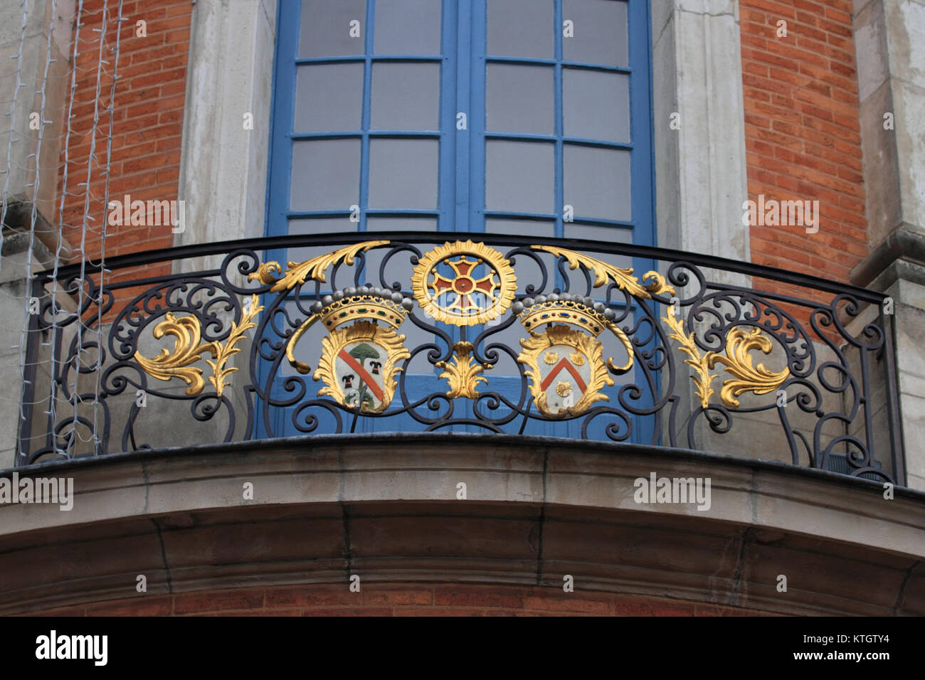 The balcony of the Capitole de Toulouse, located in France, is a ...
