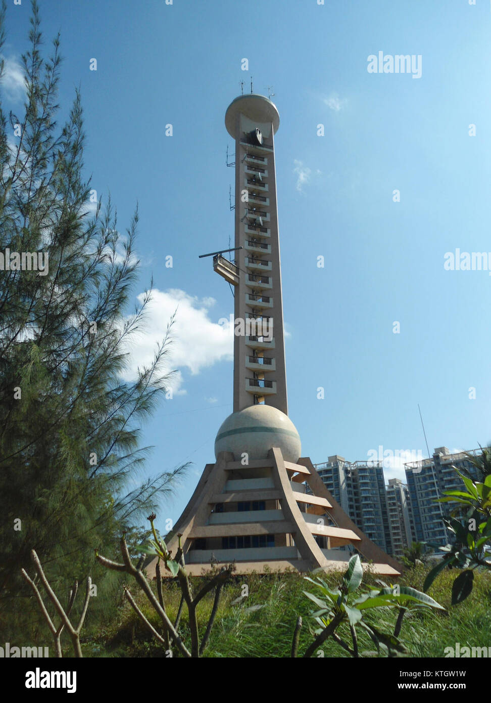 The Baishamen Lighthouse, located on Hainan Island, China, stands as a ...