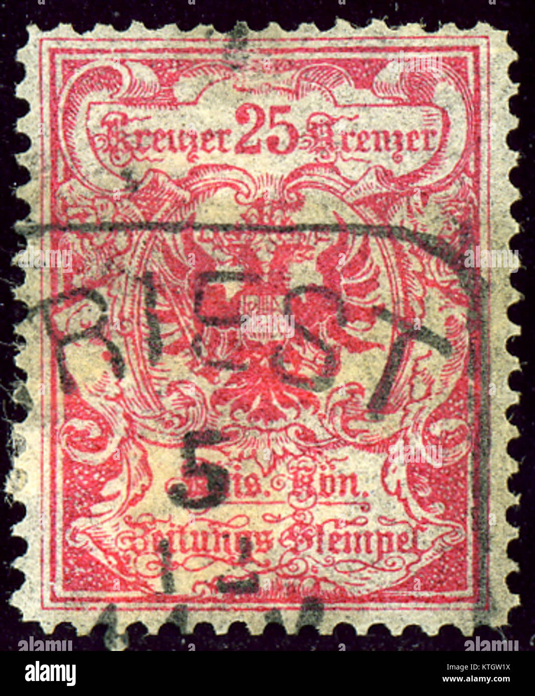 The Austrian KK Newspaper from 1890, featuring a 25kr stamp, provides ...