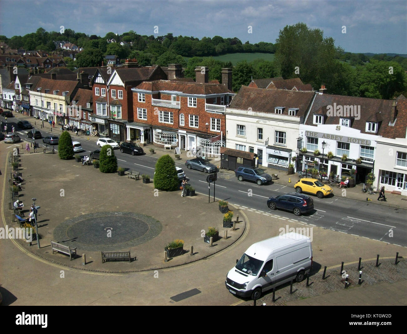 This image shows Battle High Street viewed from the Abbey Gatehouse in ...