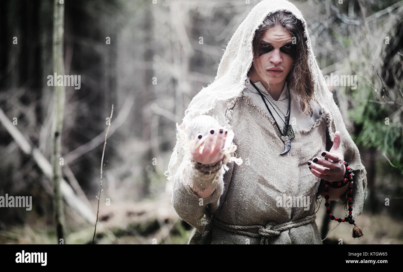 Fairy magician. A sorcerer with a glass sphere, a magical spell and a ...